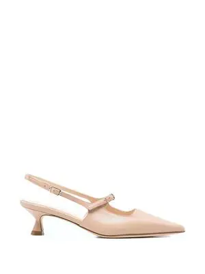 ANNA F. Pointed-toe Leather Slingback Pumps