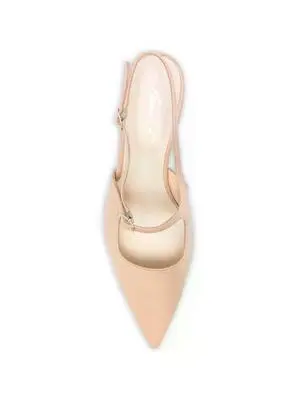 ANNA F. Pointed-toe Leather Slingback Pumps