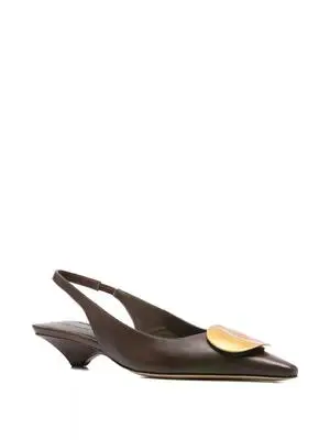 VIC MATIE Pointed-toe Leather Slingback Pumps - Brown
