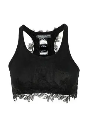 Ermanno Scervino Lace Trim Cropped Top - Black