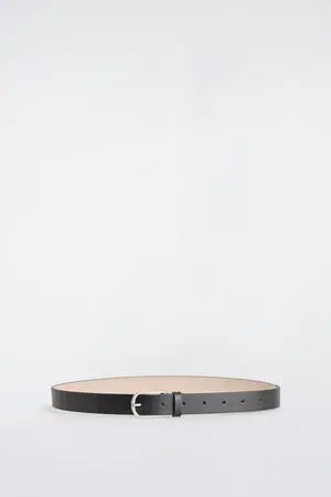 Cos Rounded-Buckle Leather Belt Black