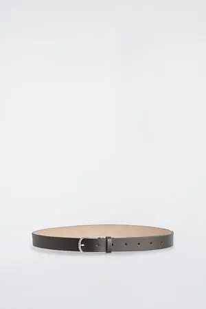 Cos Rounded-buckle Leather Belt - Brown