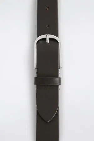 Cos Rounded-buckle Leather Belt - Brown
