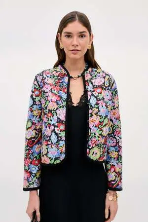 Rixo Lyanne Ikat Bloom Charcoal Top