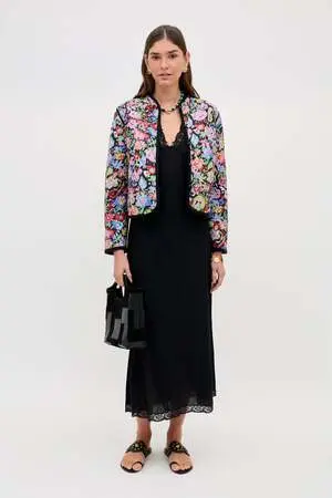 Rixo Lyanne Ikat Bloom Charcoal Top