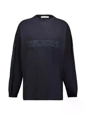 Fear Of God Long Sleeve Logo Print Cotton T-shirt - Black