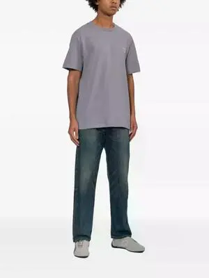 A.p.c. Logo-embroidered Round Neck T-shirt - Grey
