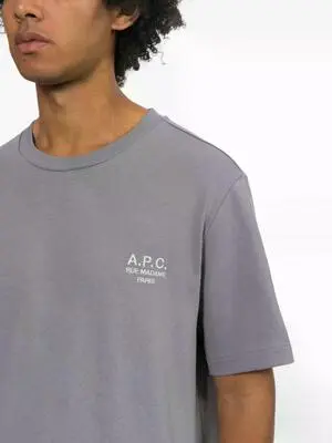 A.p.c. Logo-embroidered Round Neck T-shirt - Grey