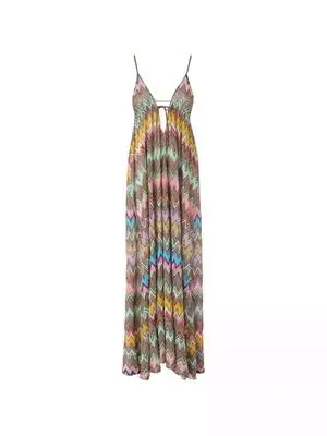 Missoni V-neck Sleeveless Maxi Dress - Brown