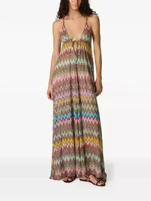 Missoni V-neck Sleeveless Maxi Dress - Brown