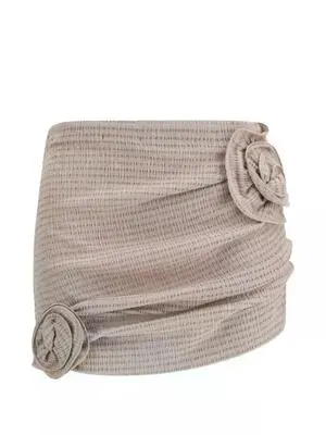 Magda Butrym Flower-appliqué Mini Skirt - Brown