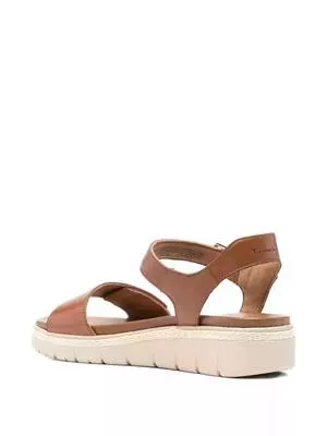 TAMARIS Buckle Strap Leather Sandals - Brown