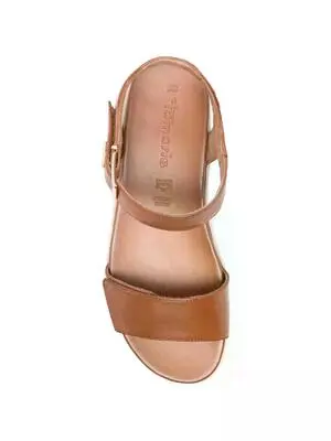 TAMARIS Buckle Strap Leather Sandals - Brown