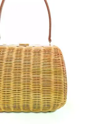 SELF-PORTRAIT Mini Cherry Woven Bucket Bag - Neutrals