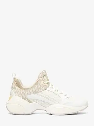 Michael Kors Bowie Signature Logo And Mesh Trainer - Natural