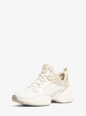Michael Kors Bowie Signature Logo And Mesh Trainer - Natural