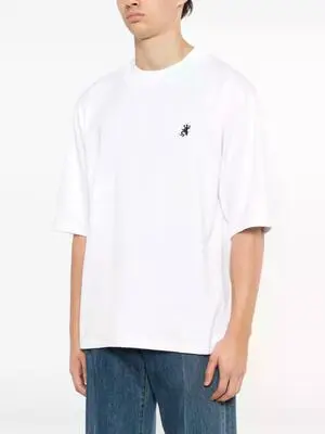 AGNES B. Logo-embroidered Round Neck T-shirt - White