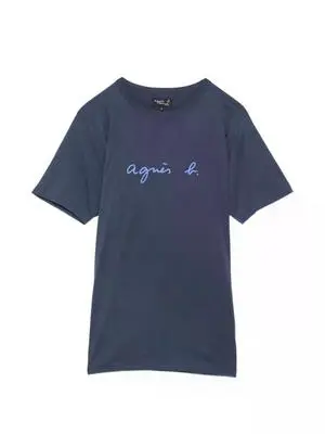 AGNES B. Logo-print Round Neck T-shirt - Blue