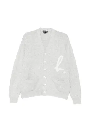 AGNES B. Logo V-neck Cardigan - Grey