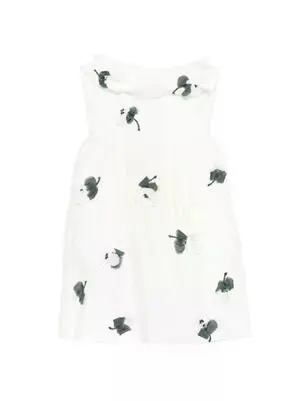 SHUSHU/TONG Floral Ruffle Mini Dress - White