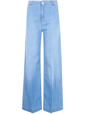 Seventy Light Denim Mixed Linen Jeans - Blue