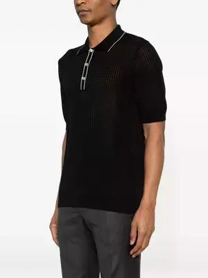 Tagliatore Textured Polo Shirt - Black