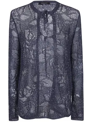 Fabiana Filippi Round Neck Cardigan With Ribbon - Blue