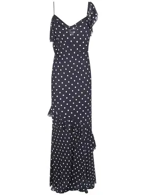 SELF-PORTRAIT Polka Dot Georgette Maxi Dress - Black