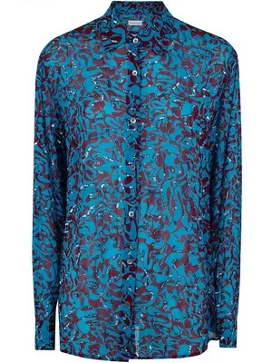 Dries Van Noten Clavelly Embroidered Shirt - Blue