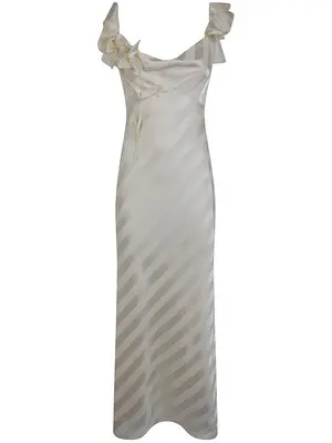 SELF-PORTRAIT Satin Striped Maxi Dress