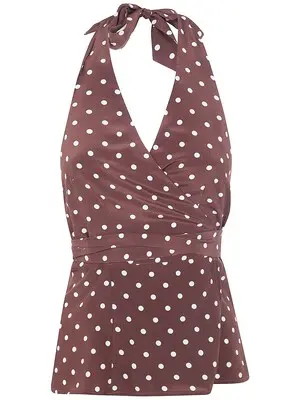 P.a.r.o.s.h Sbillo" Silk Crepe De Chine Polka Dot Halter Dress - Brown