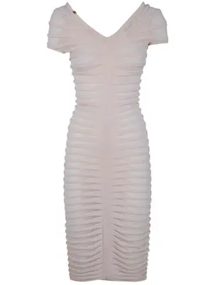 Elisabetta Franchi Knit Midi Dress - White