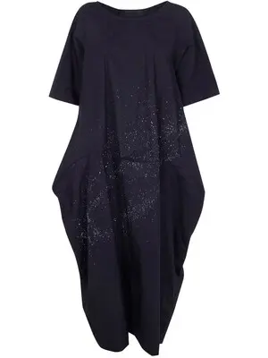 MARIA CALDERARA Crinkled Cotton Long Dress - Black