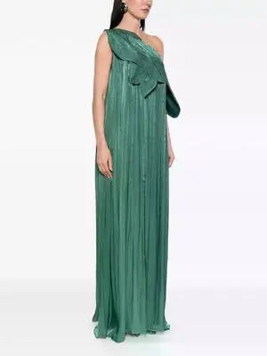 Costarellos One-shoulder Pleated Gown - Green