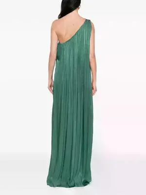 Costarellos One-shoulder Pleated Gown - Green