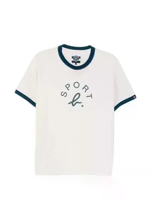 AGNES B. Logo-print Ringer T-shirt - Pink
