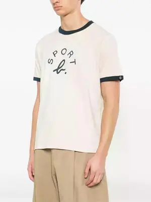AGNES B. Logo-print Ringer T-shirt - Pink
