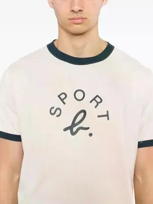 AGNES B. Logo-print Ringer T-shirt - Pink