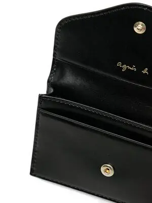 AGNES B. Ava Leather Card Case Wallet - Black