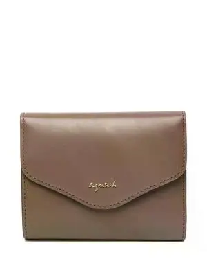 AGNES B. Flap Leather Wallet - Brown