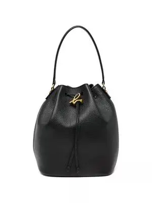 AGNES B. Drawstring Leather Bucket Bag
