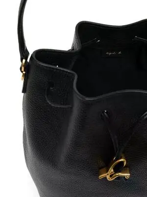 AGNES B. Drawstring Leather Bucket Bag