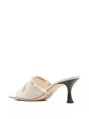 JIMMY CHOO Fringed Embroidery Sandals - Neutrals