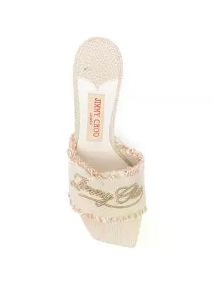 JIMMY CHOO Fringed Embroidery Sandals - Neutrals