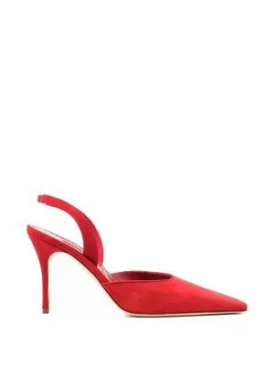 Manolo Blahnik Borelapla Suede Slingback Pumps - Red