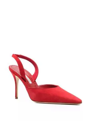 Manolo Blahnik Borelapla Suede Slingback Pumps - Red