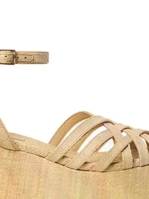 LOEFFLER RANDALL Channing Platform Crossover Sandals - Neutrals