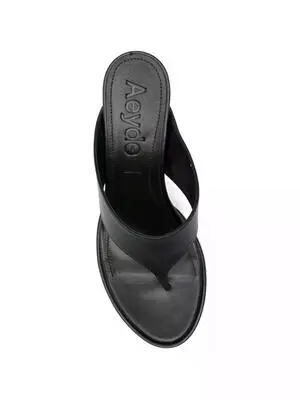AeydĒ Olenna Leather Heel Sandals - Black
