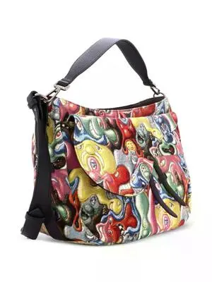 Dior Kenny Scharf Saddle Soft Bag Jacquard Printed Canvas Crossbody Bag - Multicolour