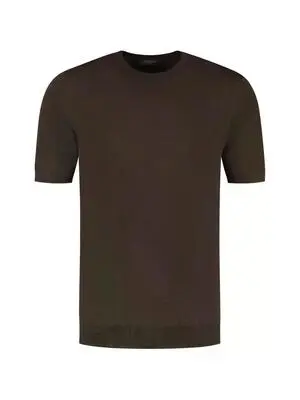 SLOWEAR Short-sleeved Crew-neck Sweater - Brown